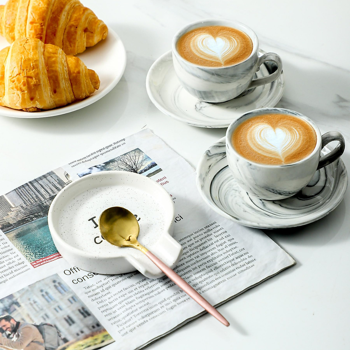 Uiddo Coffee Spoon Rest,Cute Coffee Spoon Holder,Ceramic Spoon Rest for Coffee Stirrers,Teaspoon,Bar Spoon,Coffee Bar Accessories,Coffee Station Decor