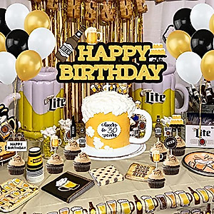 Beer Birthday Party Decorations, Cheers and Beers Happy Birthday Party Banner Balloons Decorations Aged to Perfection Birthday Party Supplies for Men 30th 40th 50th Beer Birthday Party Decorations