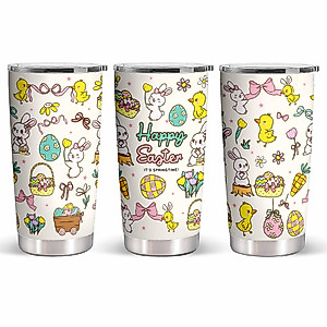 WIPI Happy Easter Coffee Cups, Easter Christian Gifts for Women Men Kids and Adults, Stainless Steel Spring Tumbler 20 Oz, Spring Coffee Mugs, Bunny Tumbler for Birthday and Holiday