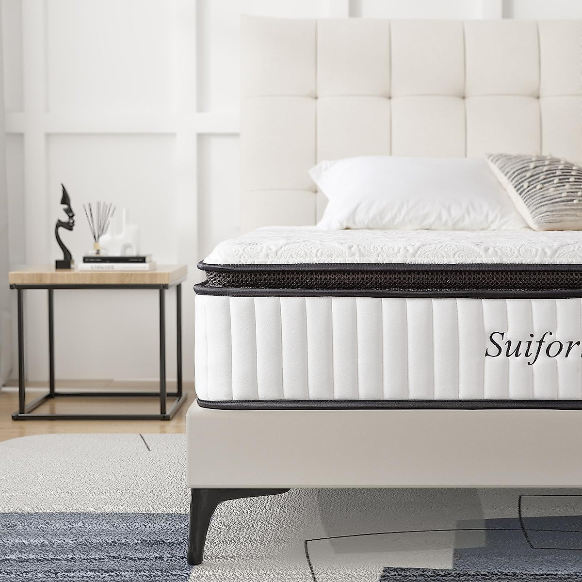 Suiforlun 12 Inch Pillow Top Hybrid Mattress Full - Cool Gel Memory Foam - 7 Zone Individually Encased Pocket Coils - Back Pain Relief - CertiPUR-US Certified - 120 Nights Trial - Full