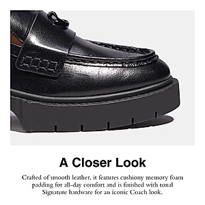 COACH Women's Flats Leah Loafer, Color Black, Size 6