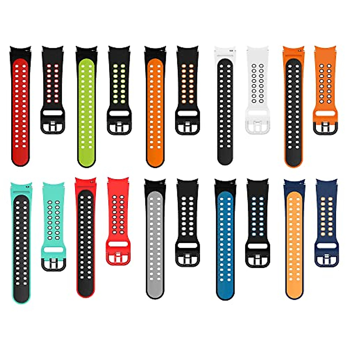 TECKMICO 10PCS Compatible with Samsung Galaxy Watch 5 band 44mm/40mm,Galaxy watch Pro 45mm,Galaxy 4 44mm/40mm, Classic 46mm/42mm,No Gap design replacement bands for galaxy Men,Women (Color01)