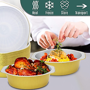 YAFIRST 20 Pcs 8" Aluminum Foil Pans with Lids, 3X Thick Heavy Duty Tin Food Containers 3lb. Disposable Cookware Baking Pans for Cooking, Baking & Meal Prep. Oven, Freezer and Microwave Safe.