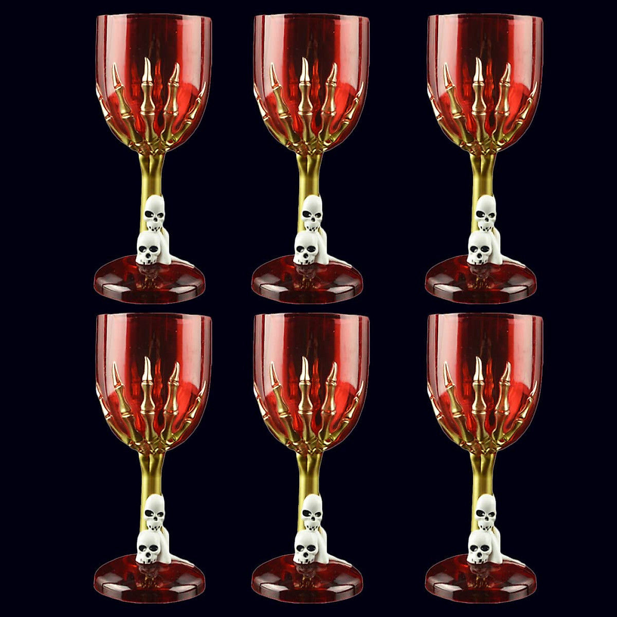 jojofuny Wine Cup 6PCS Halloween Ghost skull drinking glasses skeleton wine glasses skeleton hand wine glass Claw Cup Party Wine Goblet