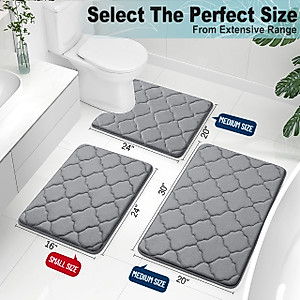 OLANLY Memory Foam Bath Mat Rug 30x20, Soft and Absorbent Bathroom Rugs, Non-Slip, Comfortable, Machine Washable Bath Carpet for Bathroom Floor, Tub, Shower and Home Decor Accessories, Dark Grey