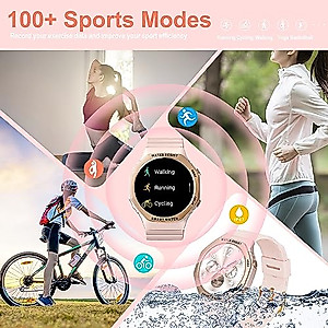 1.32”Smart Watch for Women (Answer/Make Call), 100+Sports Modes Smartwatches with Heart Rate/SpO2/BP/Menstrual Cycle/Sleep Monitor, Step Calorie Counter Fitness Tracker IP67 iOS Android Gift Pink