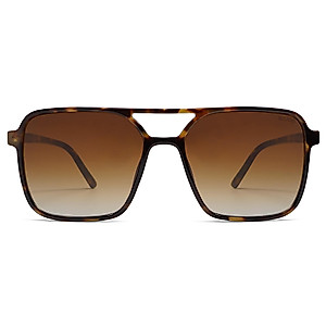 SOJOS Trendy Vintage Aviator Square Sunglasses For Womens Mens Retro 70s UV400 Women Sun Glasses SJ2327 Leopard Brown Grading Lens