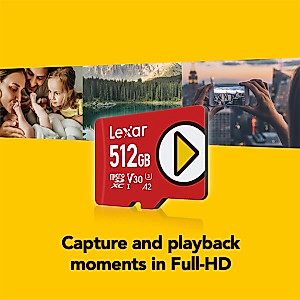 Lexar 512GB PLAY microSDXC Memory Card, UHS-I, C10, U3, V30, A2, Full-HD Video, Up To 160/100 MB/s, Expanded Storage for Nintendo-Switch, Gaming Devices, Smartphones, Tablets (LMSPLAY512G-BNNNU)