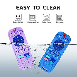 Hooku 2 Pack Remote Teether for Baby, Silicone Teethers for Babies 6-12 Months, Baby Teething Toys for Babies 0-6 Months, Sensory Toys for Babies, Toddler Infant Newborn Toys Baby Girl Boy Gifts