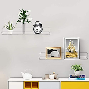 Weiai Acrylic Shelves, Clear Floating Shelf Wall Mounted for Bedroom, Living Room, Bathroom