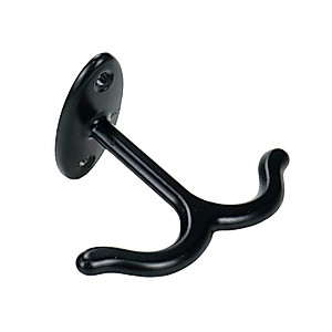 Tighall 10 PCS Zinc Alloy Black Double Prong Ceiling Hook, Top Mount Hooks with Screws for Closet Top Kitchen Cabinet Garage Hanging Clothes, Towels or Other Utensils