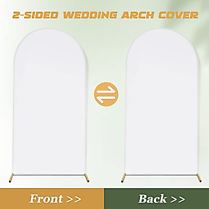 ZpigToor Spandex Fitted Arch Backdrop Cover Chiara Backdrop Cover,2-Sided Wedding Arch Cover for Wedding Ceremony Birthday Party Baby Shower Banquet Decoration (2.6 x 6 ft, White)(Frame Not Included)