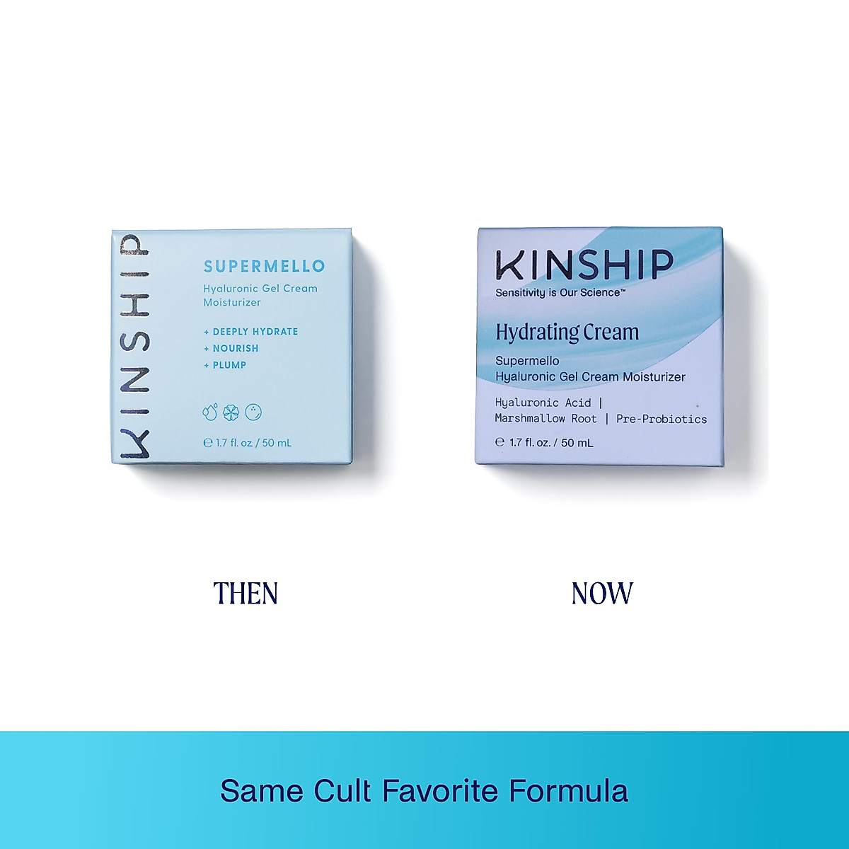Kinship Supermello Hyaluronic Gel Cream Moisturizer – Nourish + Soothe Dry Sensitive Skin – Lightweight, Hydrating Face Lotion – Plump + Smooth – Reduce Redness – Daily Use Clean Skin Care (1.75 oz)