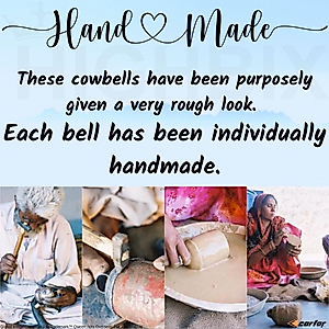 Carfar Set of 5 Rustic Style Bells Handmade Large Metal Harmony Christmas Hanging Cow Bells Complete Set on Jute Rope