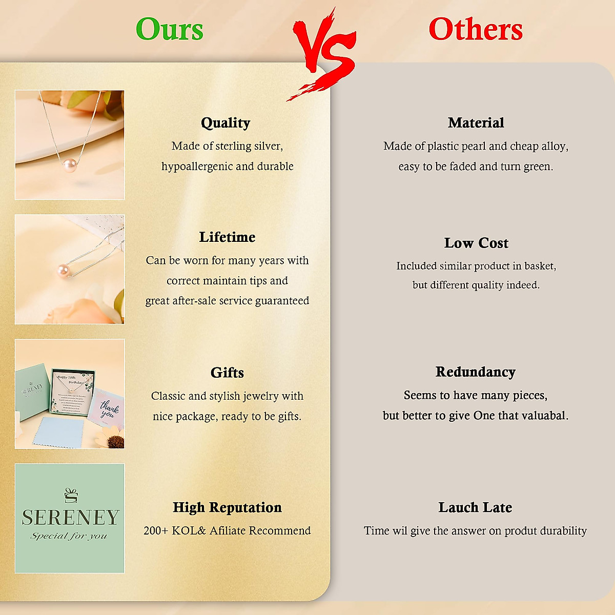 Sereney 10th Birthday Gifts for Girl Sterling Silver Pink Pearl Necklace as Gifts for 10 Year Old, Adjustable Length 10 Birthday Ideas for Teens Trendy 2025