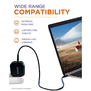 CRAFT 0.5FT USB C Charger Cable | 3.2 USB C to USB C Data Cable with 20Gbps Speed | 100W Fast Charging and High Speed USB C Cable with E-Marker IC Chip, for Phones, Laptops, Cameras, Monitors, Black