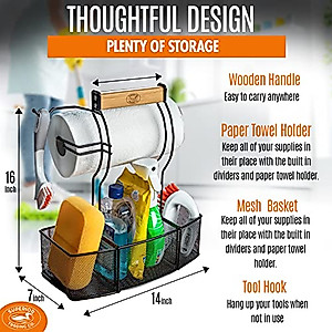 Superior Trading Co. Steel Caddy For Organizing Paper Towels, Condiments, Tools for Grill, BBQ, Picnics, Household Cleaning, Garage, Cars Caddy, Black, Large