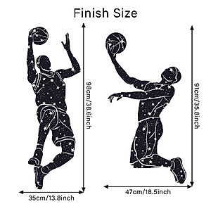 WOYINIS Creative Stars Basketball Player Silhouette Wall Decal Sport Theme Wall Stickers Peel and Stick Basketball Wall Art Mural Sticker for Kids Room Playroom Nursery, Astronomical Background