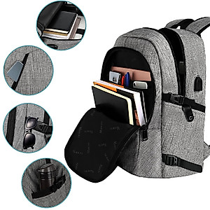 Mancro 17.3 Inch Business Laptop Backpack Large Travel Backpack with USB Charging Port Lightweight Anti-Theft Laptop Backpack for Men & Women