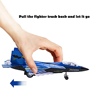 HSOMiD Alloy Planes/Airplane/Aircraft Toy with Pull Back Stealth Bombers and Fighter Planes Black (Blue)