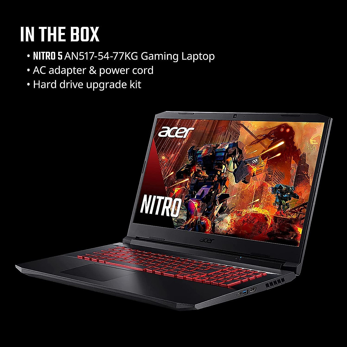 Acer Nitro 5 Gaming Laptop, 15.6 Inch FHD 144 Hz Display, Intel Core i7-11800H, NVIDIA GeForce RTX 3050 Ti, 8GB DDR4, 512GB SSD, Wi-Fi 6, Backlit Keyboard, Windows 11 Home, Bundle with JAWFOAL