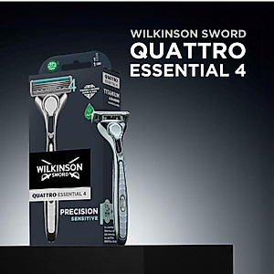 Wilkinson Sword Quattro Titanium Sensitive Razor Blade, 4 Count