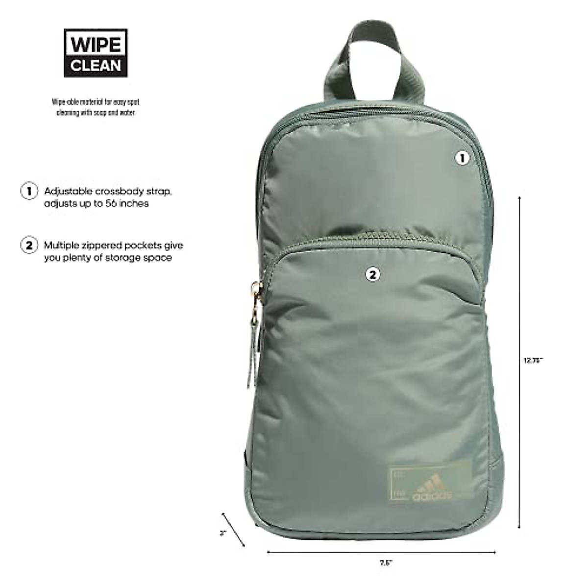 adidas Essentials 2 Sling Crossbody Bag, Silver Green/Gilver, One Size