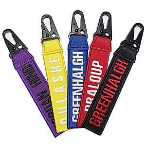 Graceful life Personalized keychain, custom name number tag, key ring accessories, embroidery keyring for luggage，crate，belt，gear，keyring,unisex-adult,Black