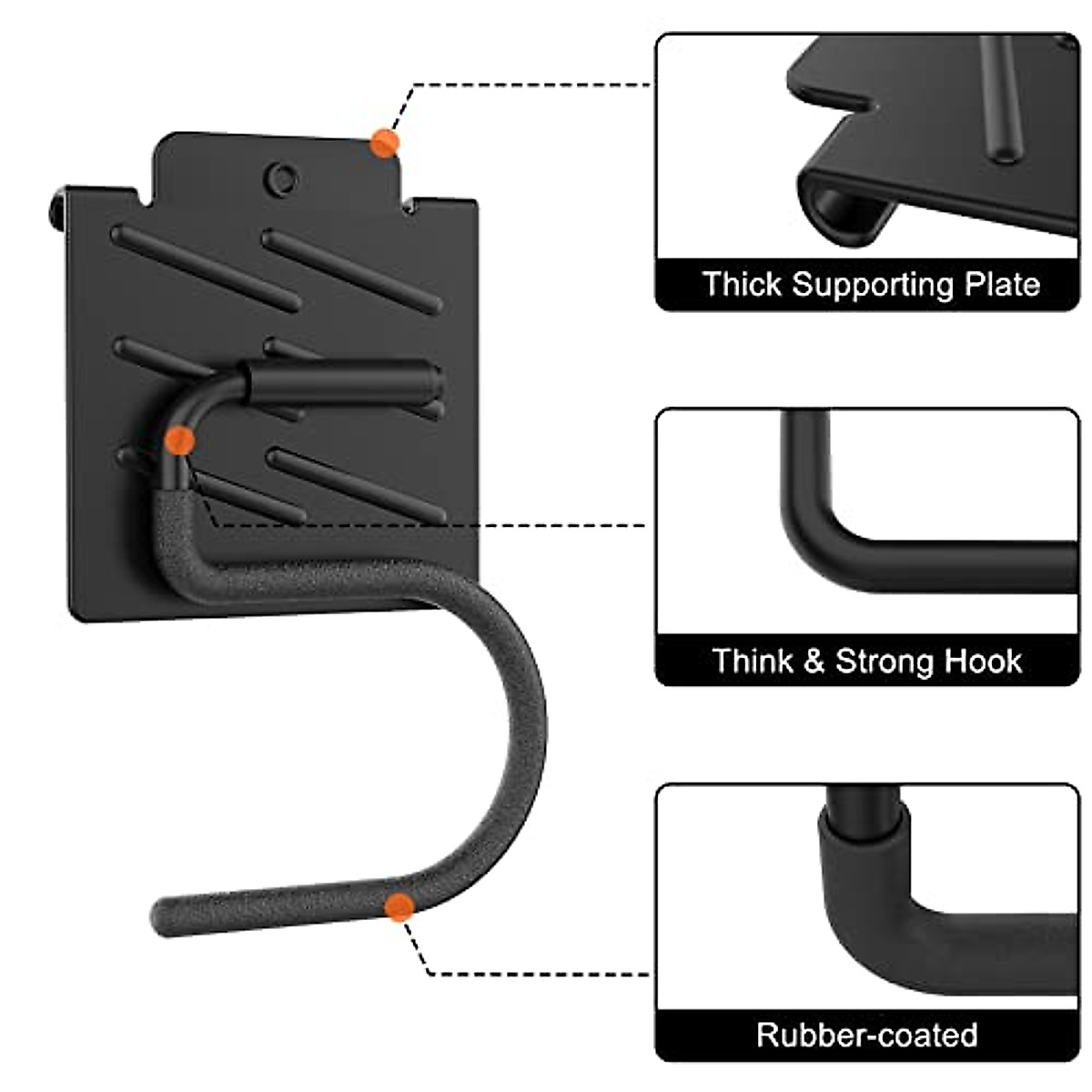 TORACK 7PCS Shelving Hooks for Keyhole Shelving Units, Metal Shelving Hook Organizer Kit for Tools, Cords, Hoses, Bags, etc., No Drilling No Holes