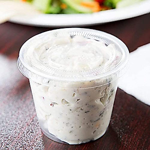 Comfy Package [Case of 10/100 Count] 5.5 oz. Plastic Disposable Portion Cups with Lids Soufflé Cups