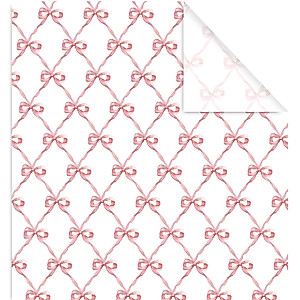 JarThenaAMCS 6 Sheets Pink Bow Wrapping Paper -Not Roll- Gift Wrap Paper Folded Flat Large Craft Paper for Birthday Baby Shower Party Supplies, 27.6 x 39.4 Inch