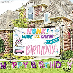 Unicorn Honk Its My Birthday Yard Sign - Big 72x40 Inch Honk Wave and Cheer Birthday Banner | Unicorn Birthday Banner Quarantine Drive By Birthday Decorations | Unicorn Birthday Decorations for Girls