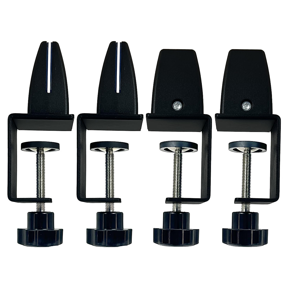 JSFURN Sneeze Guard Support Clamps 4 pcs, Adjustable Office Partition Clamp, Acrylic Desk Divider Clamps, Plexiglass Partition Clips, Aluminum Privacy Panel Clips, Punch-Free Partition Clips (Black)