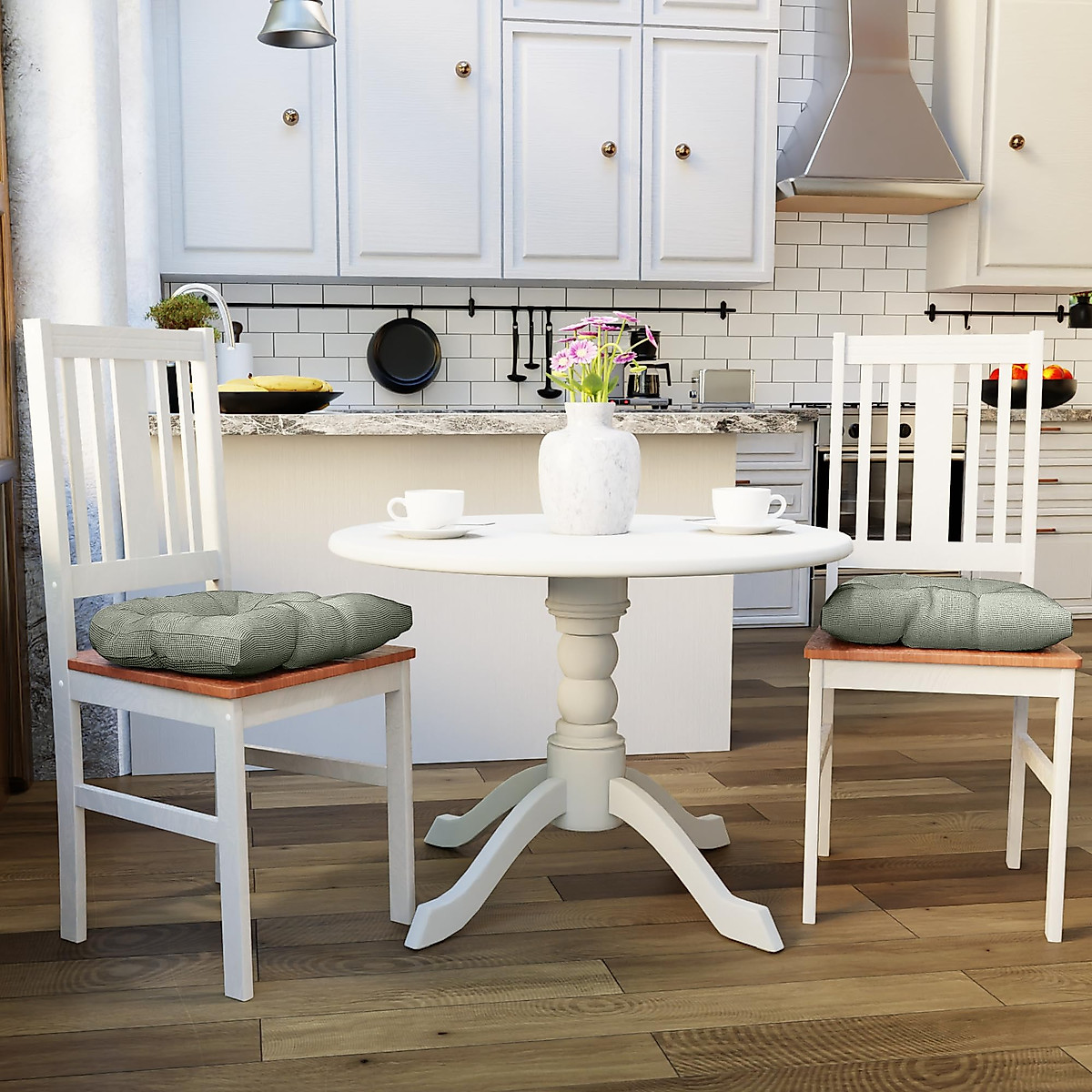 Klear Vu Gripper Overstuffed Universal Non-Slip Dining Chair Cushions for Kitchen Decor or Office Use, U-Shaped Skid-Proof Seat Pad, 17x17 Inches, 2 Count (Pack of 1), Solid Spa Green