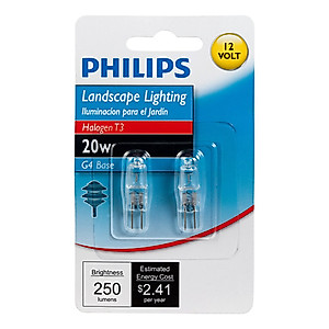 Philips Outdoor Landscape T3 Light Bulb, 250 Lumen, Soft White Light (2800K), 20-Watt, 12-Volt, Bi-Pin Base, 2-Pack