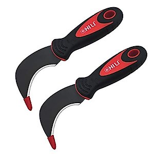 CHILI Tools Flooring Linoleum Knife with SK-5 Hardened Carbon Steel Blade and Soft Non-Sticky Rubber Handle for Cutting Carpet, Vinyl Flooring, Linoleum, Wallpaper, Made In Taiwan (2PCS)