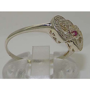 LetsBuyGold 925 Sterling Silver Natural Ruby Womens Sweetheart Ring - Sizes 4 to 12 Available