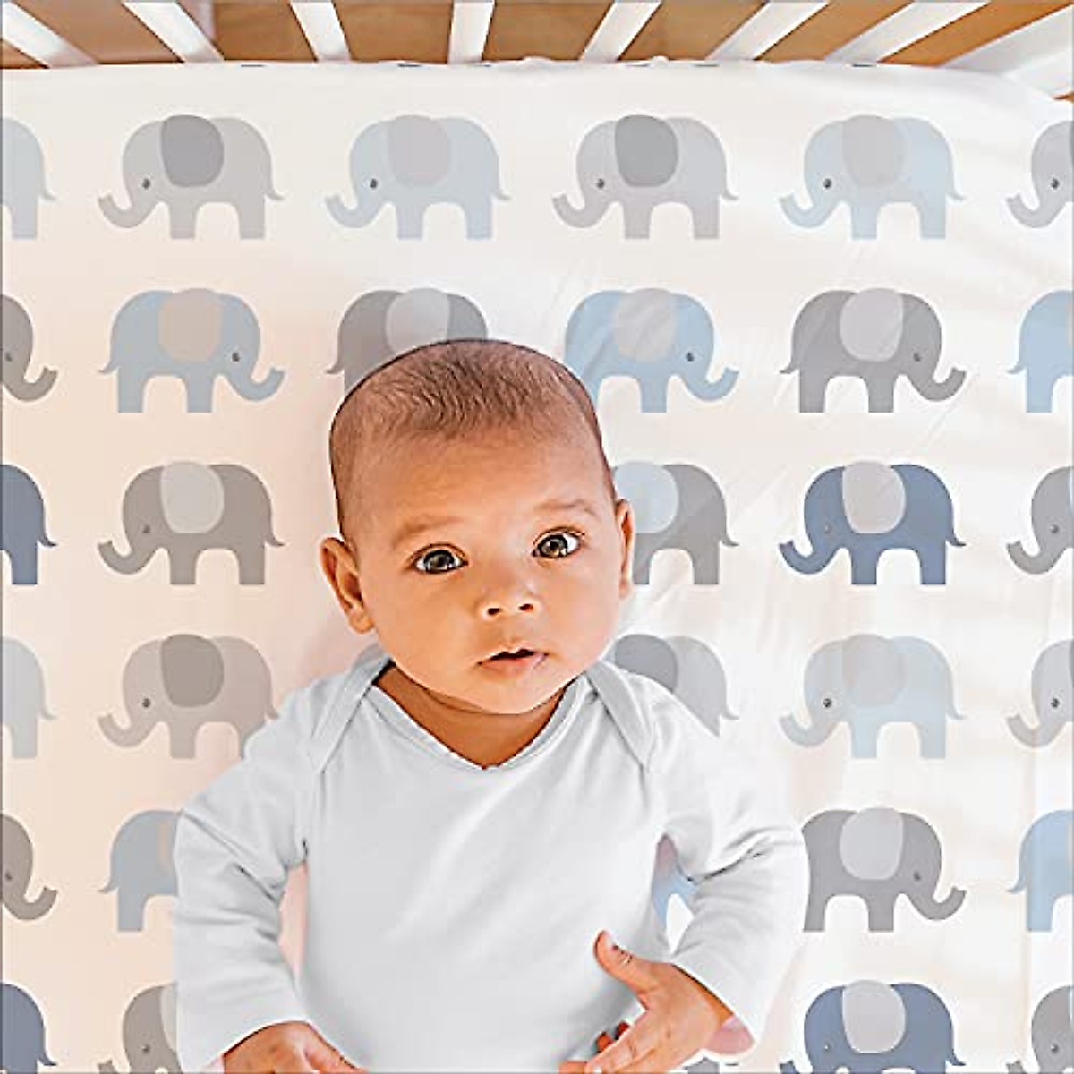 The Peanutshell Elephant Crib Bedding Set - 3 Piece Nursery Set - Crib Comforter, Fitted Crib Sheet, Crib Skirt