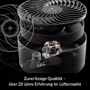 ARCTIC Summair Plus - Portable Fan with integrated rechargeable battery, USB-C connection (incl. USB-A charging cable), Stepless adjustable desk fan 600–3300 rpm - Black