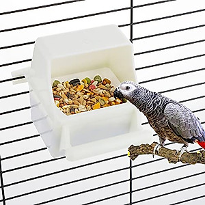 4 Pcs Bird Small Slot Feeder Plastic Food and Water Dispenser Bowl No Mess Cage Hanging Feeder Cup (White)
