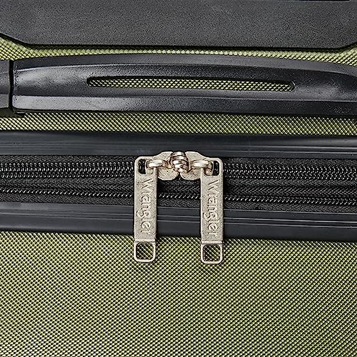 Wrangler Smart Luggage Set with Cup Holder and USB Port, Olive Green, 20-Inch Carry-On
