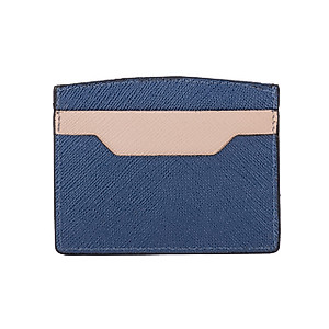 Zinda Genuine Leathers Card Holder Unisex Slim Wallet RFID Protection (Blue/Beige)