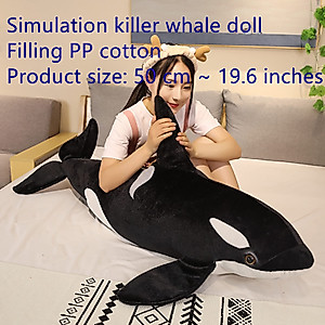 TONGMAN Whale Plush Toy, Lifelike Stuffed Animal, Simulation Killer Whale Doll, 19.6'' orca Plush Toy, Plush Simulation Animal Gift for Children