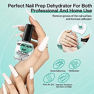 Morovan Acid Free Nail Dehydrator - Professional Dehydrator Nail Prep for UV Gel Nail Polish Acrylic Nails Fast Dry Dehydrator Nails 0.5 oz Natural Nail Primer Dehydrator Base Varnish Manicure Bonder