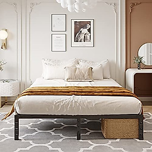 Vengarus 14 Inch Full Size Bed Frame,Platform Bed with Storage no Box Spring Needed Assembly Mattress Foundation,Black