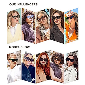 SOJOS Retro Cateye Polarized Oversized Sunglasses Womens Vintage Square Designer Sunnies SJ2205, Light Brown/Brown