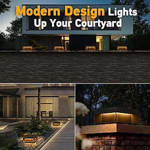 MVBT Outdoor Modern Post Light, 7.9" LED Column Pillar Lamp Fence Deck Cap Lights Waterproof Hard Wired Lantern 3000K Luxury Landscape Lighting for Patio Driveway Posts Garden Yard Decoration