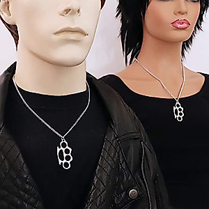 Real Metal Replica “Knucks Charm” Polished Silver Finish Pendant Necklace Twenty Inch Chain