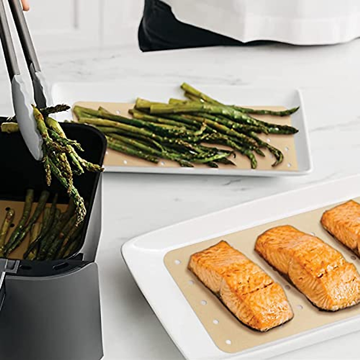 300 Pcs Air Fryer Accessories for Ninja Foodi Dual Air Fryer, Air Fryer Parchment Paper,Air Fryer Paper Liners & High Temperature Resistant for Ninja DZ201 Foodi 6-in-1 8-qt.2-Basket