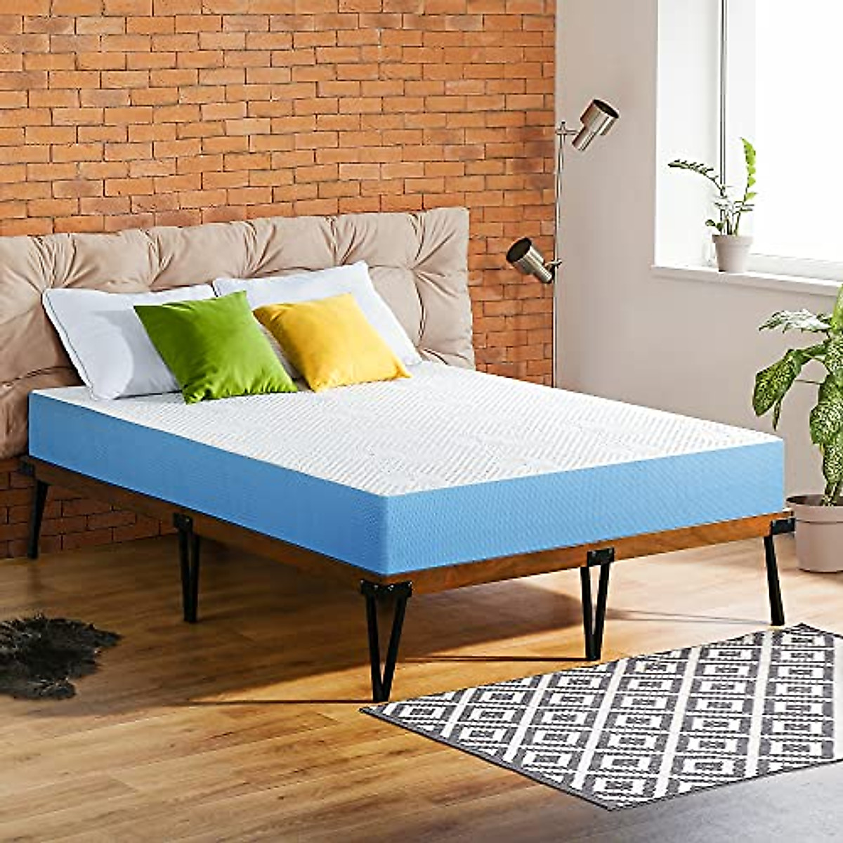 PrimaSleep 8 Inch Gel Infused Superior high-Density Memory Foam Mattress, CertiPUR-US® Certified, Blue, Twin